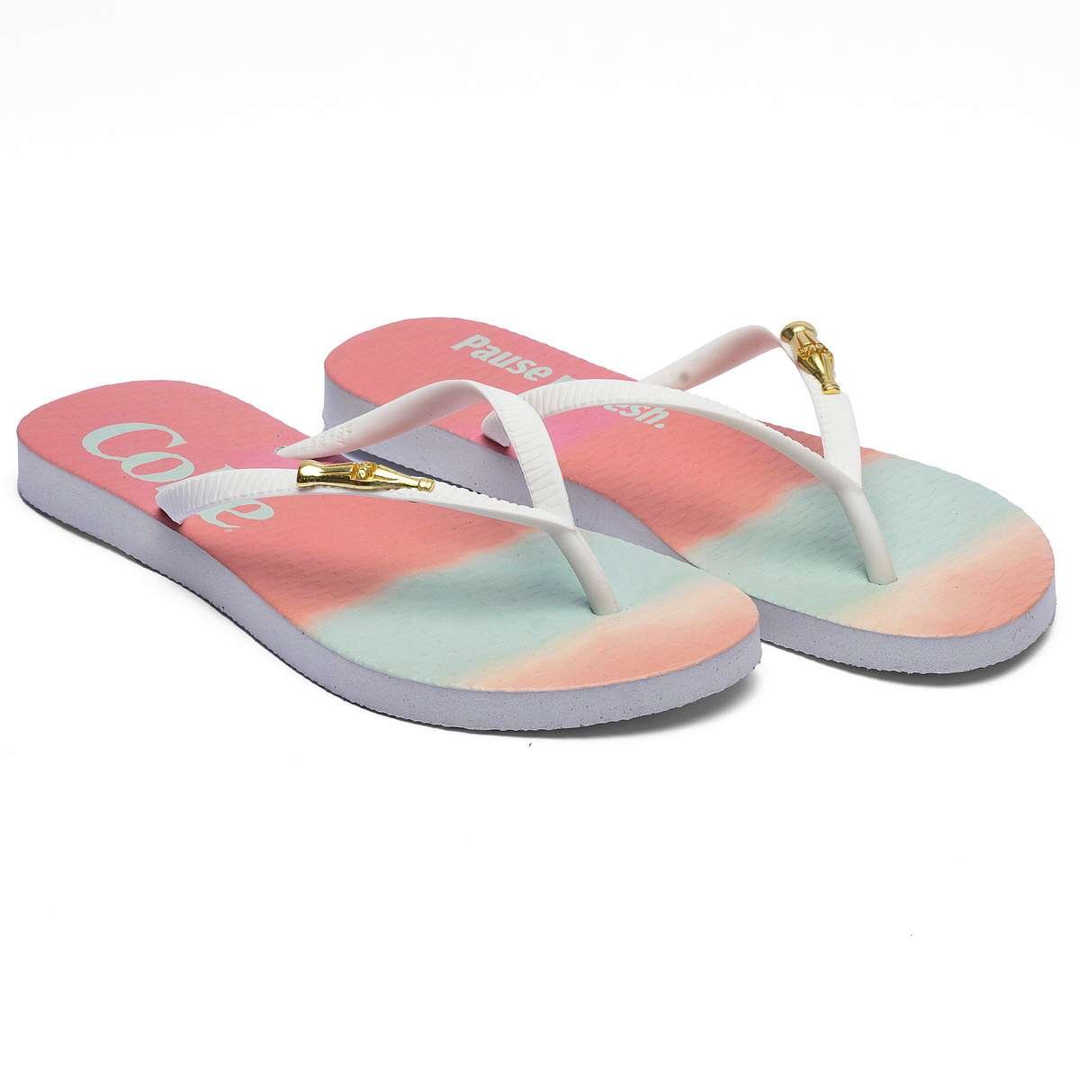 Chinelo Coca-Cola Stay Cool Coke Branco Multicores