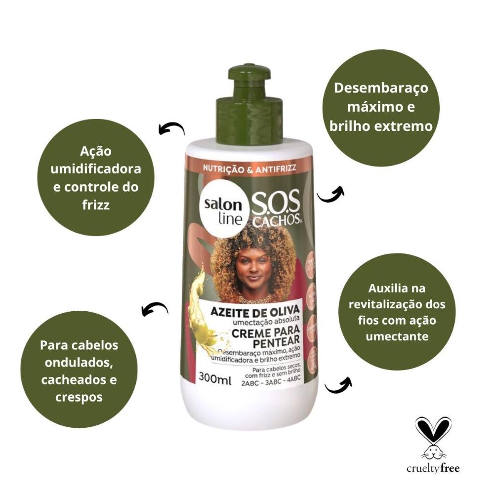 Creme Para Pentear Salon Line Sos Cachos Azeite de Oliva 300ml 300ml