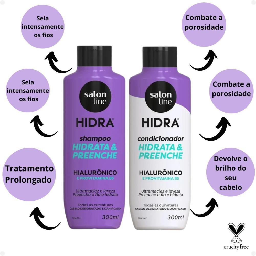 Kit Salon Line Hidra Hidrata e Preenche: Shampoo e Condicionador 300ml ...