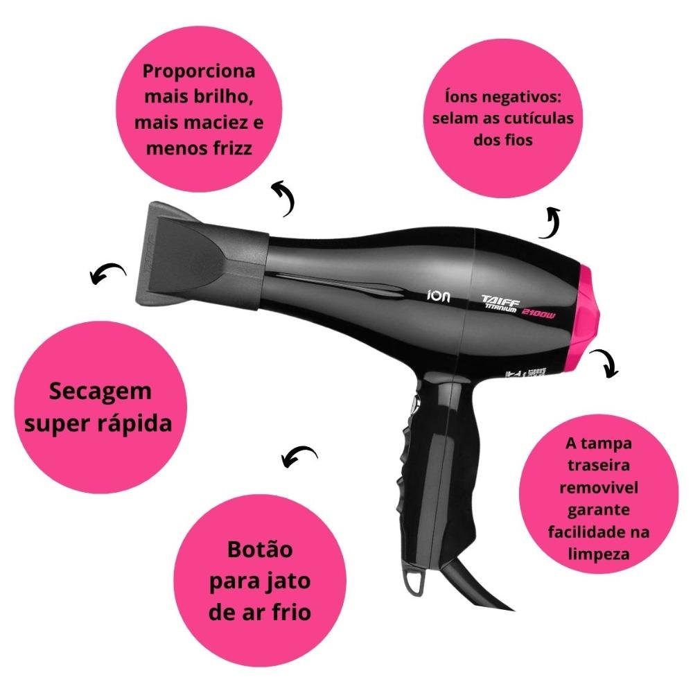 Taiff Secador Titanium Ion Rosa 2100w 220v 220V