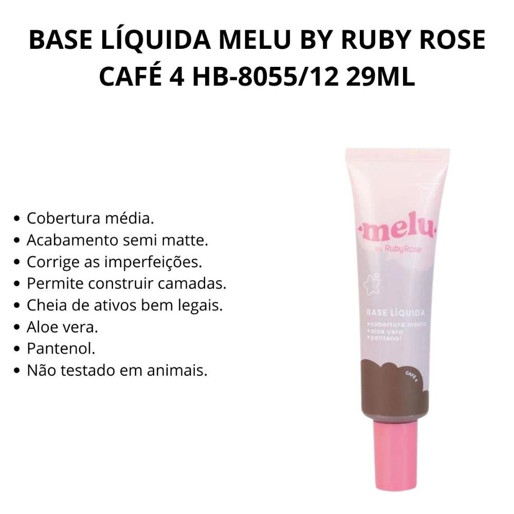 Base Líquida Melu By Ruby Rose Café 4 Hb-8055/12 29ml Café 4