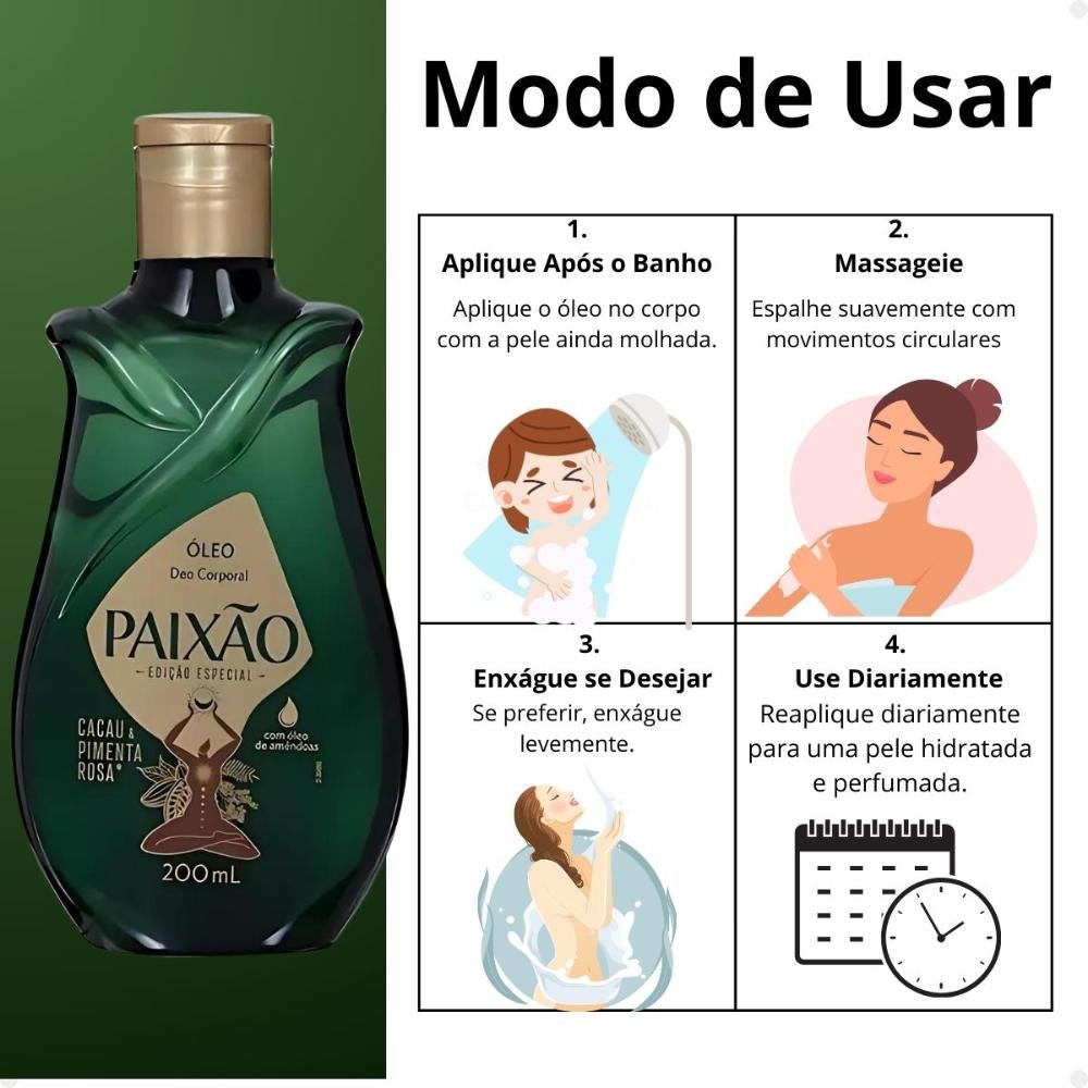 Óleo Deo Corporal Paixão Cacau e Pimenta Rosa 200ml 200ml
