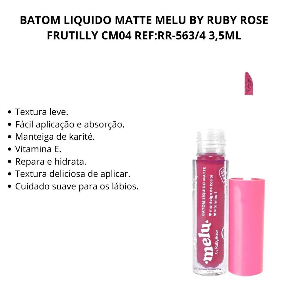 Batom Liquido Matte Melu By Ruby Rose Frutilly Cm04 Ref:rr-563/4 3,5ml Cm04
