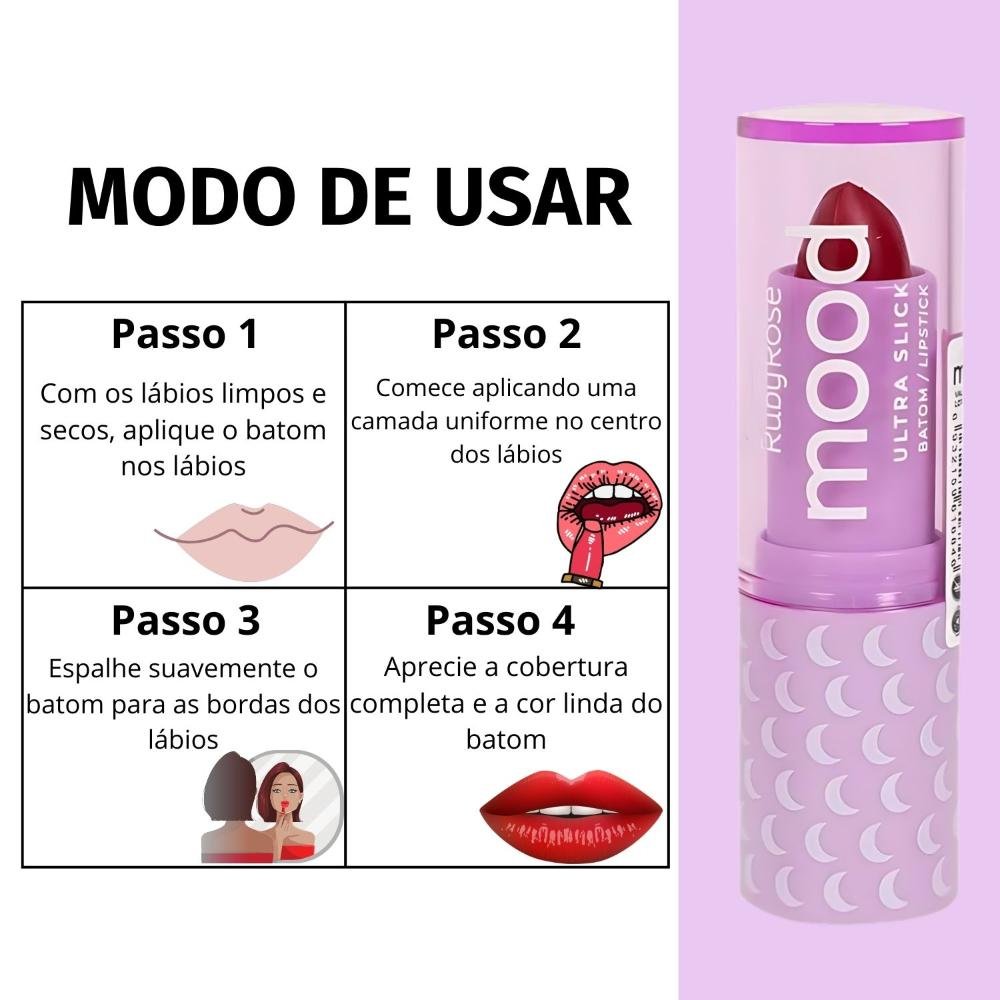 Batom Ultra Slick Ruby Rose Mood Girly Hb-7001-6 Girly