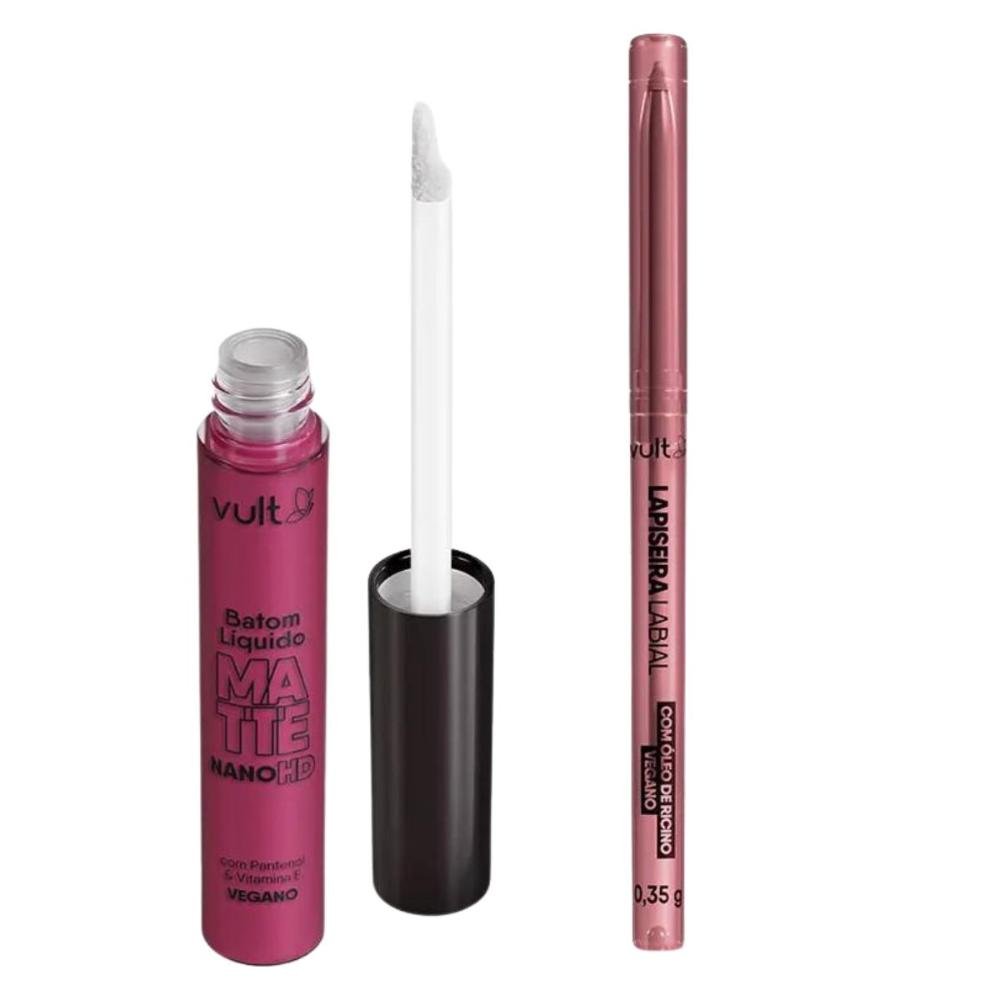 Lipkit Batom Líquido + Lapiseira Labial Vult Real Color Malva Multicores