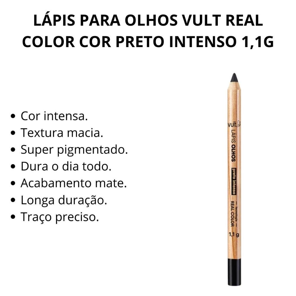 Lápis Para Olhos Vult Real Color Cor Preto Intenso 1,1g Preto