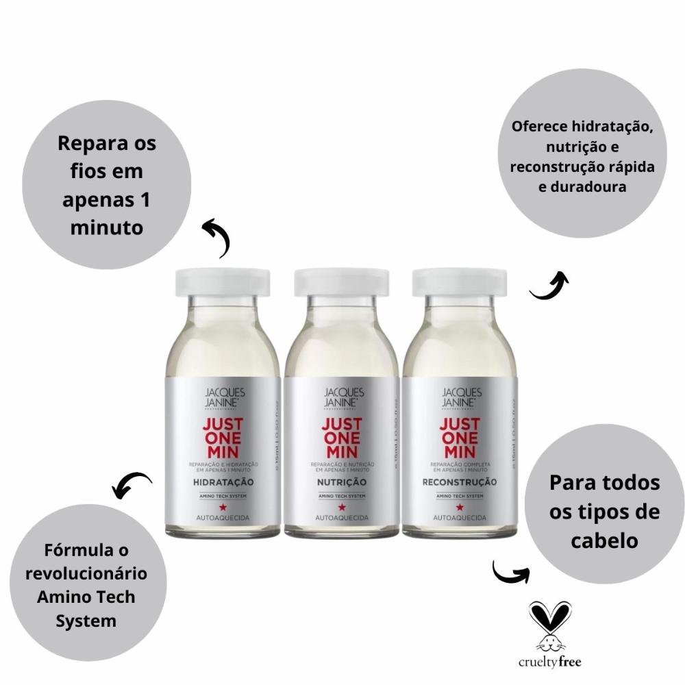 Kit Jacques Janine Just One Min: Ampola Cronograma Capilar Hidratação ...