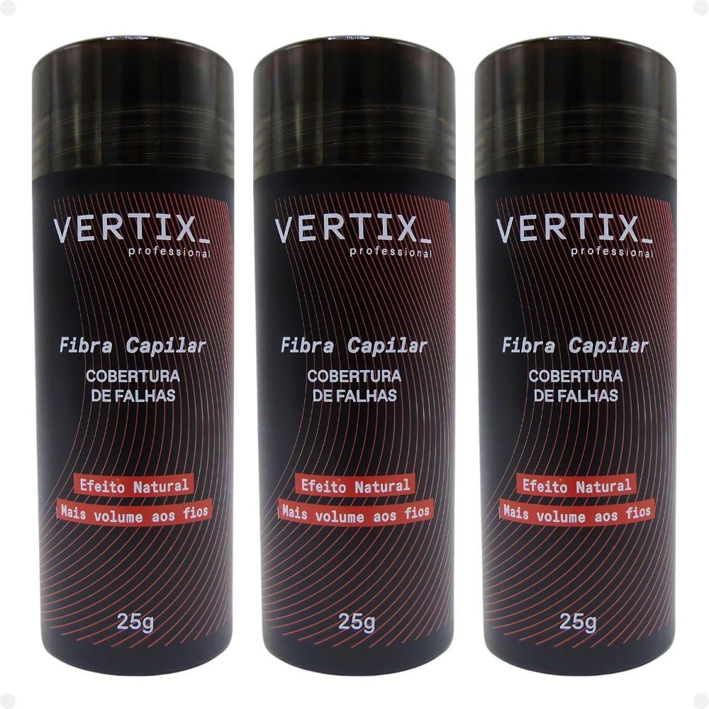Kit Vertix: 3 Fibras Capilar Castanho Claro Cód.2814 25g ÚNICO