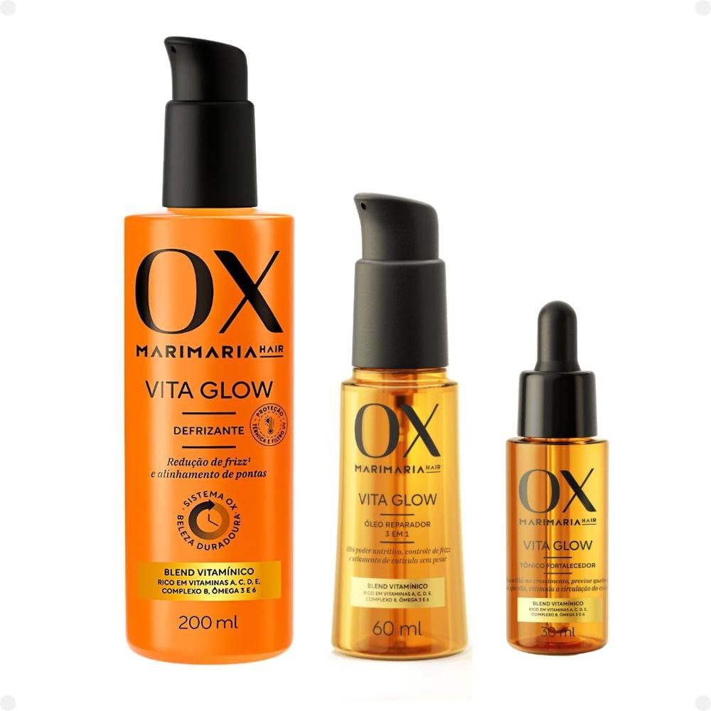 Kit Ox Mari Maria Hair Vita Glow: Shampoo, Condicionador, Máscara ...