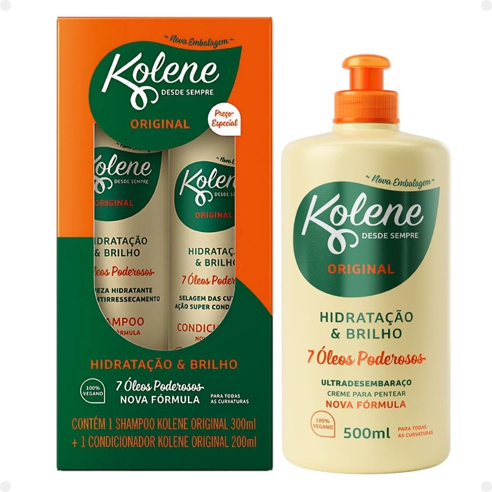 Kit Kolene Original Hidratação e Brilho: Shampoo 300ml e Condicionador ...