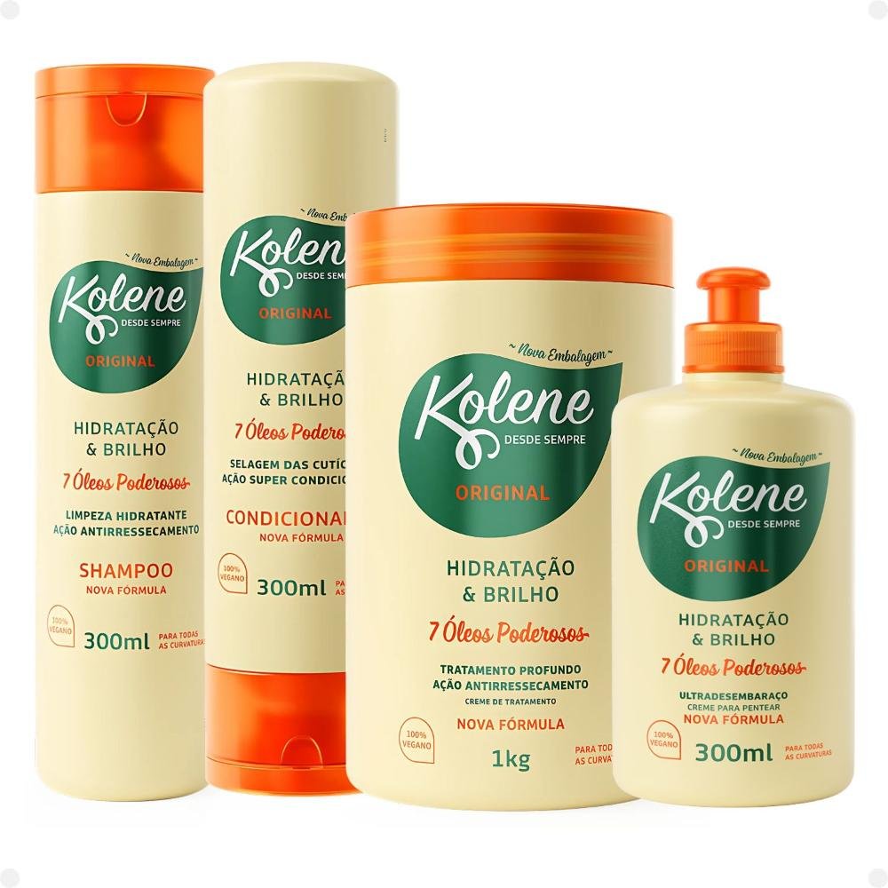 Kit Kolene Original Hidratação e Brilho: Shampoo, Condicionador 300ml ...