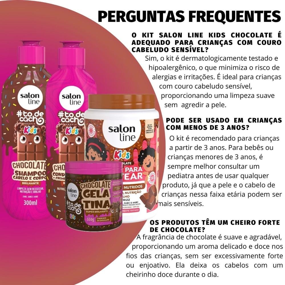 Kit Salon Line Kids: Shampoo e Condicionador + Creme para Pentear 1kg e ...