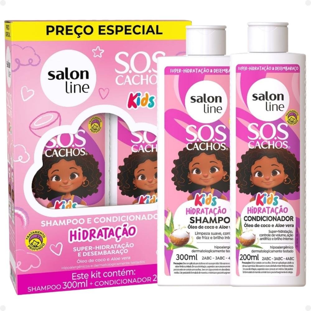 Kit Salon Line SOS Cachos Kids: Shampoo 300ml e Condicionador 200ml ...