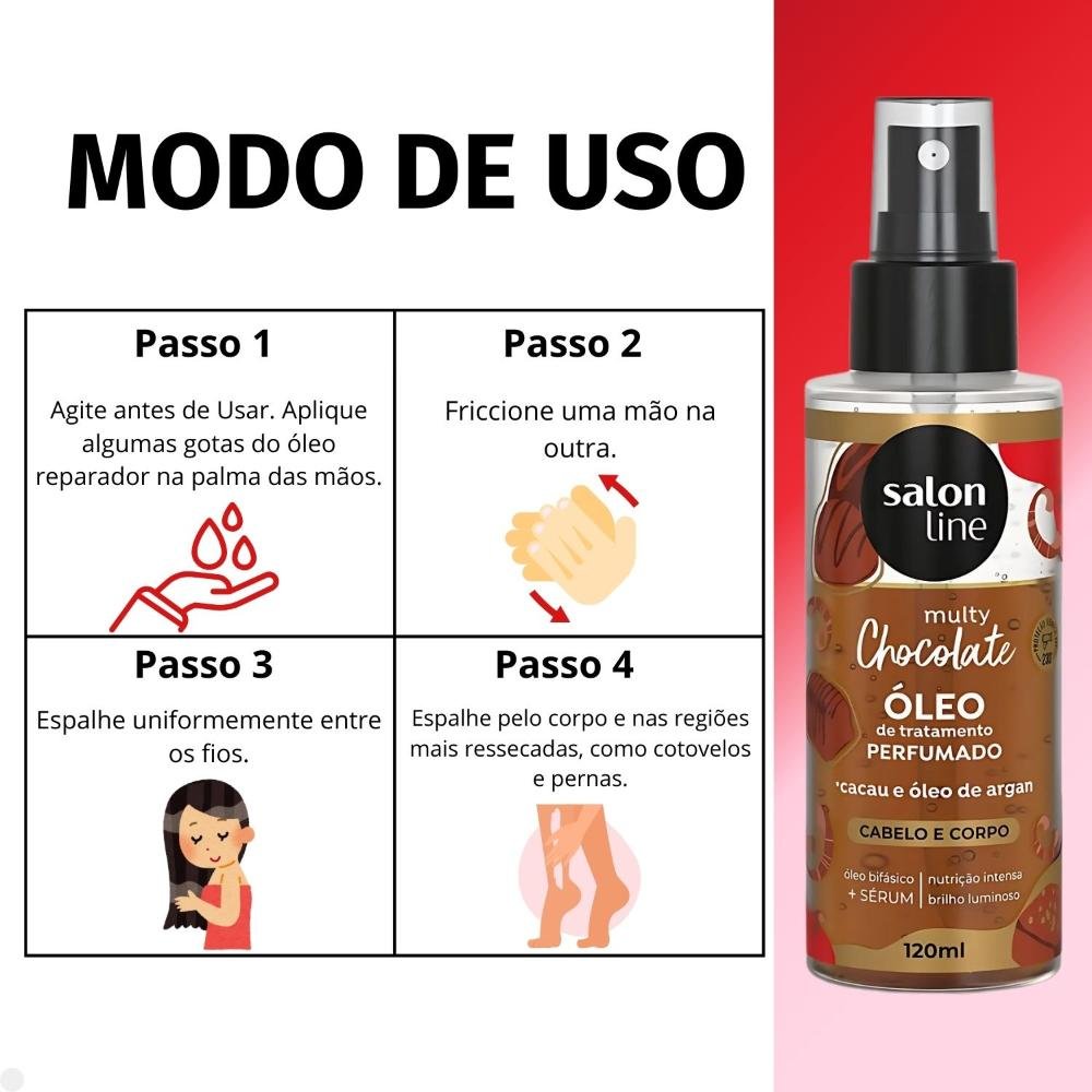 Óleo Bifásico Perfumado Salon Line Multy Chocolate Cabelo e Corpo 120ml ...