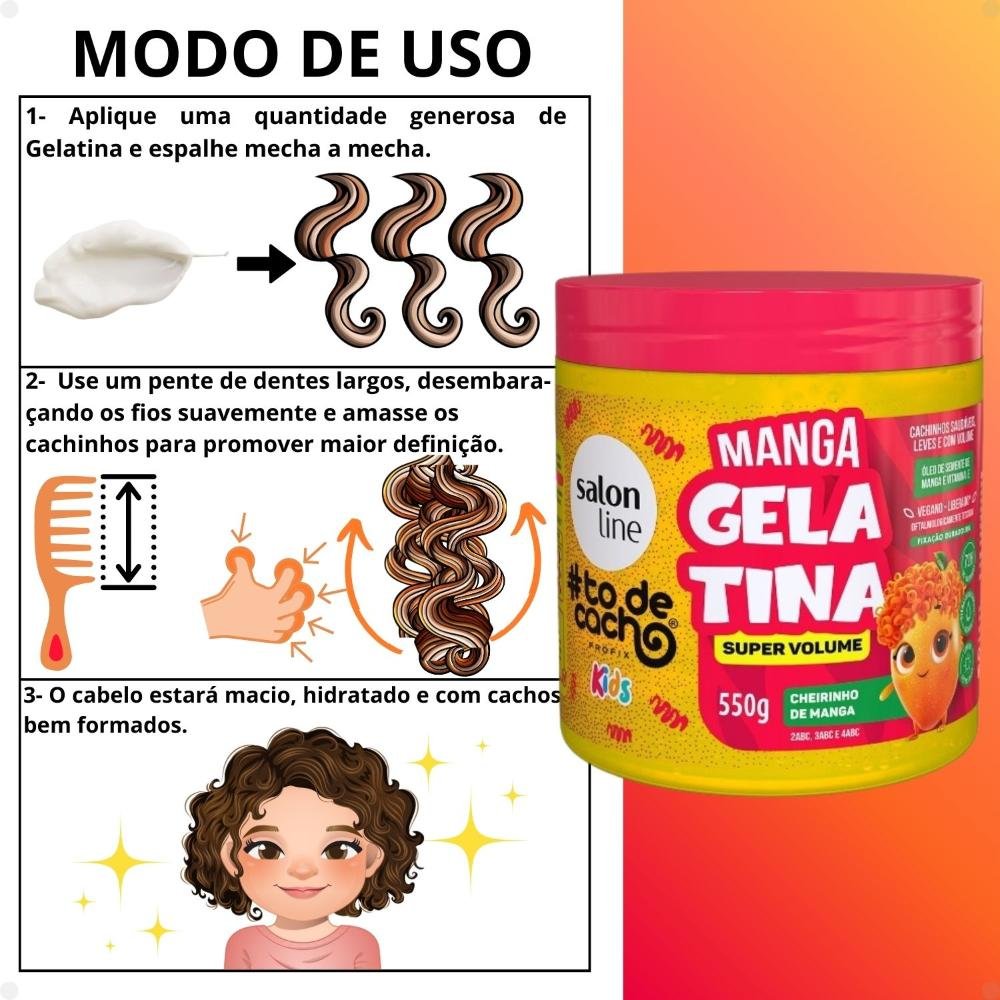 Gelatina Super Volume Salon Line Kids #todecacho Manga 550g 550g