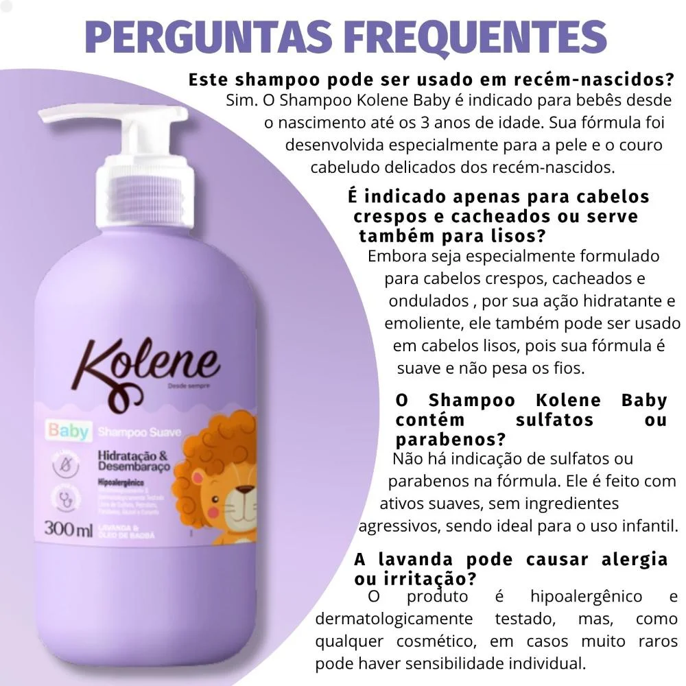 Shampoo Kolene Baby Suave Hidratação e Desembaraço 300ml 300ml