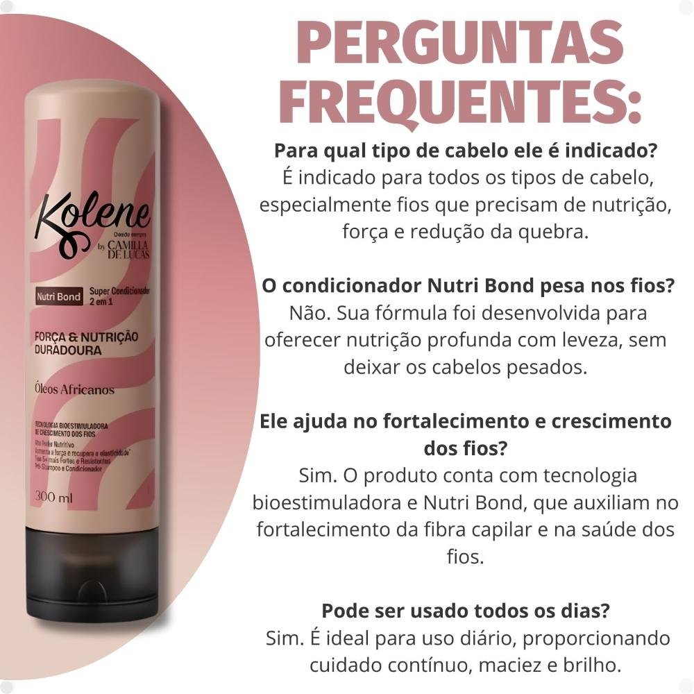 Super Condicionador 2 Em 1 Kolene By Camilla De Lucas Nutri Bond 300ml ...