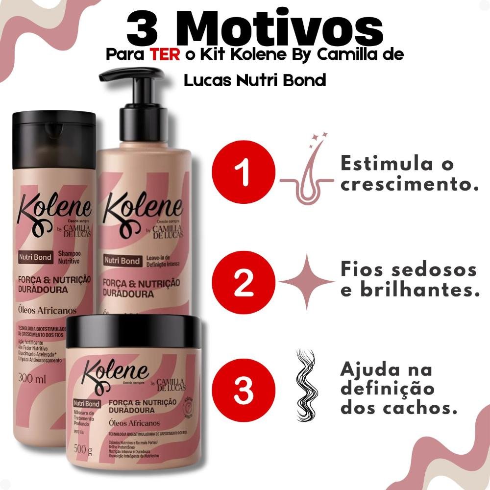 Kit Kolene By Camilla De Lucas Nutri Bond: Shampoo 300ml, Máscara 500g ...
