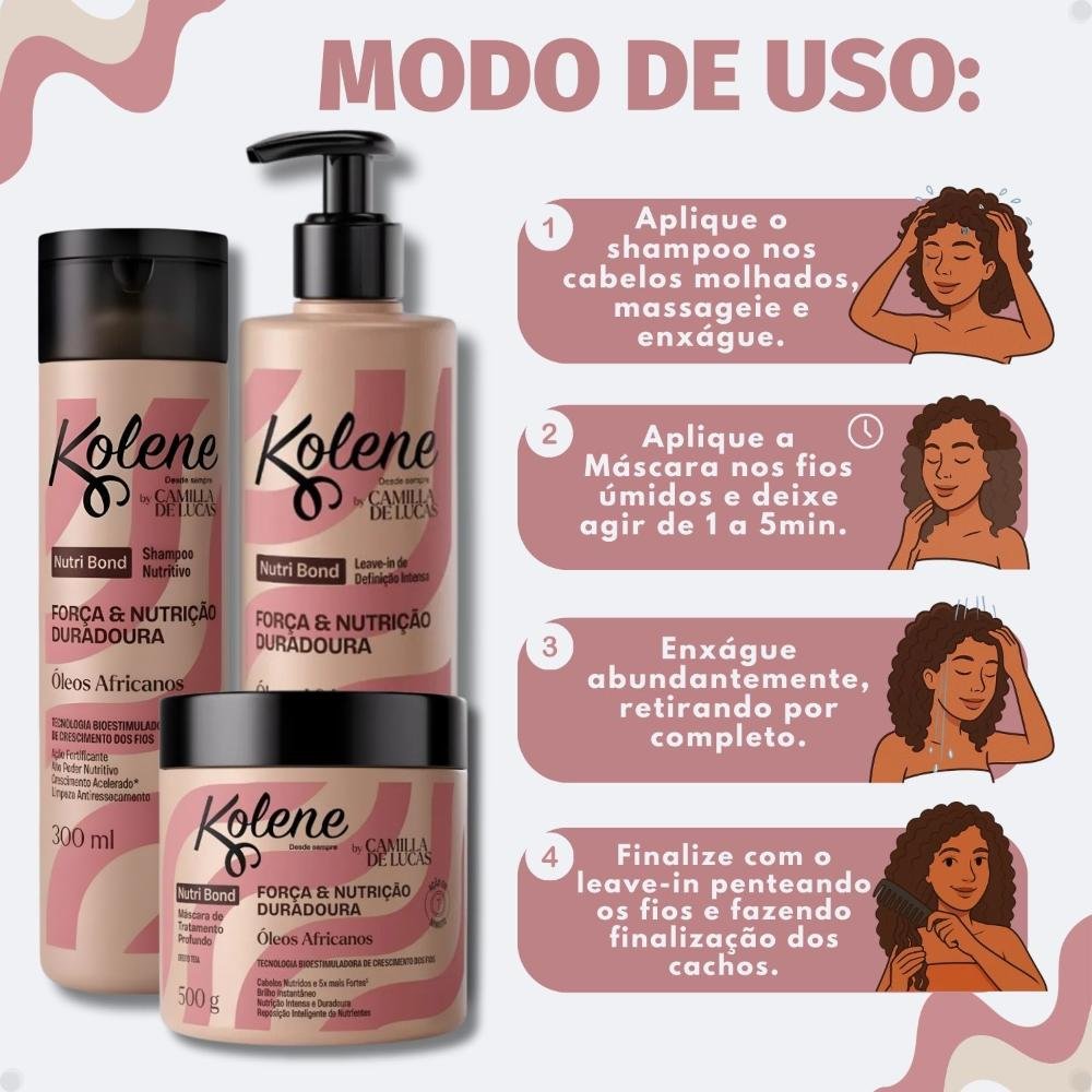 Kit Kolene By Camilla De Lucas Nutri Bond: Shampoo 300ml, Máscara 500g ...