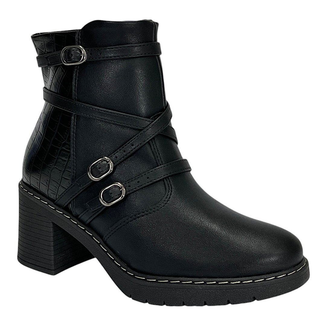 Bota Piccadilly Maxi Denise Croco 769002 Preto Preto