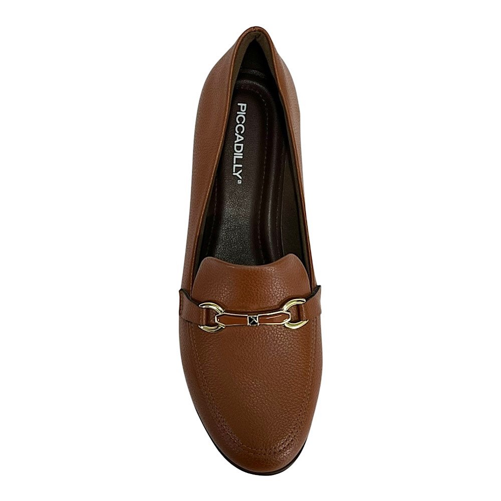 Sapato Piccadilly Loafer Sandy Anabela Baixo 261038 Marrom Conhaque ...