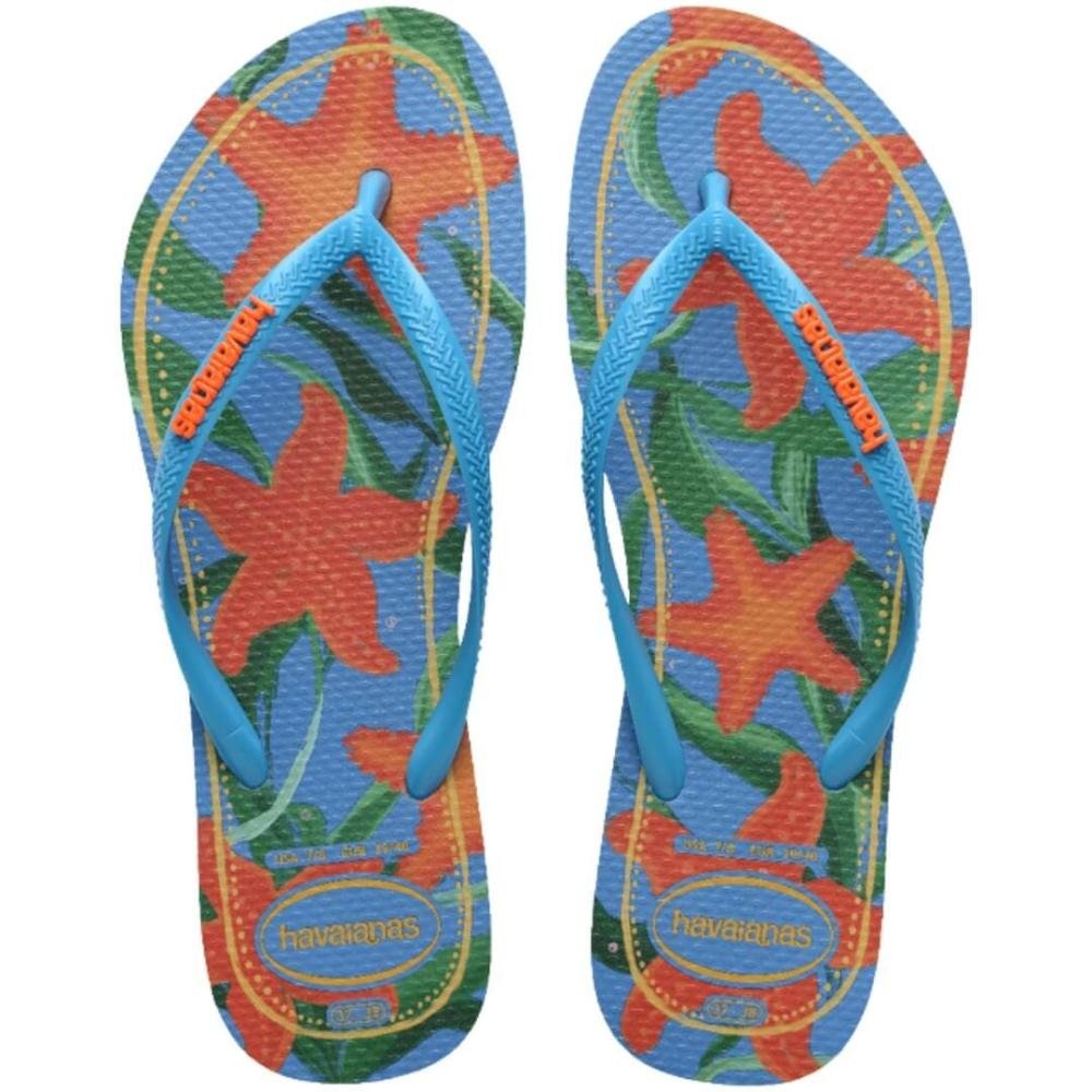 Sandália Feminina Havaianas Slim Tropical Fc Turquesa Azul