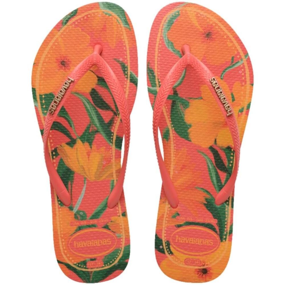 Sandália Feminina Havaianas Slim Tropical Fc Coral Laranja