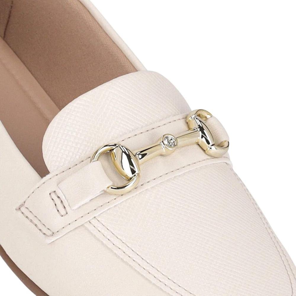 Sapatilha Feminina Piccadilly 250247-1 Raquel Salto Baixo Off White