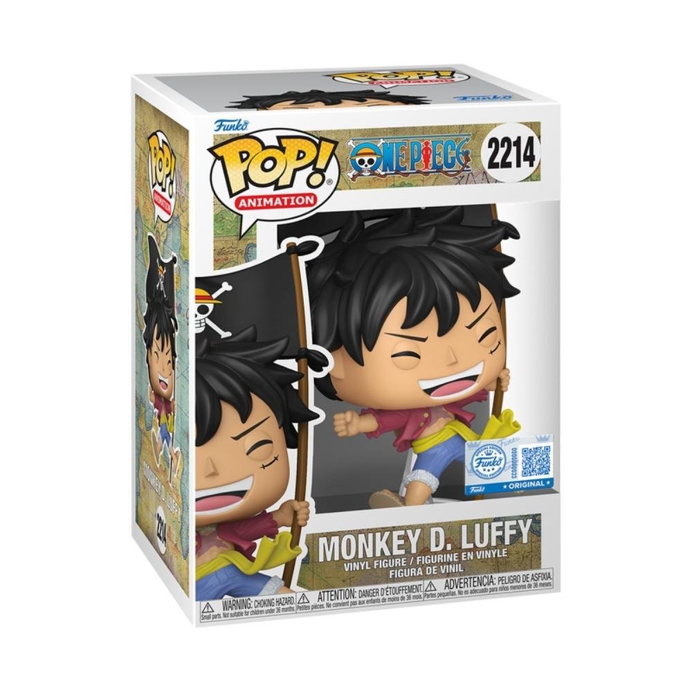 Boneco Funko Pop! One Piece - Luffy com Bandeira ÚNICO