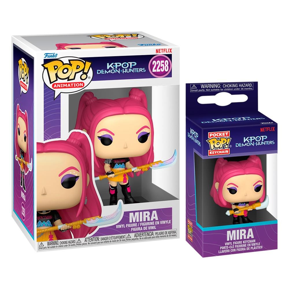 Kit Boneco Funko Pop! Guerreiras do K-Pop - Mira+ Chaveiro ÚNICO