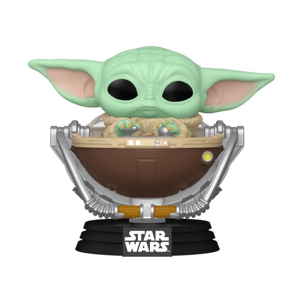 Boneco Funko Pop! Star Wars Mandalorian e Grogu no Carrinho ÚNICO