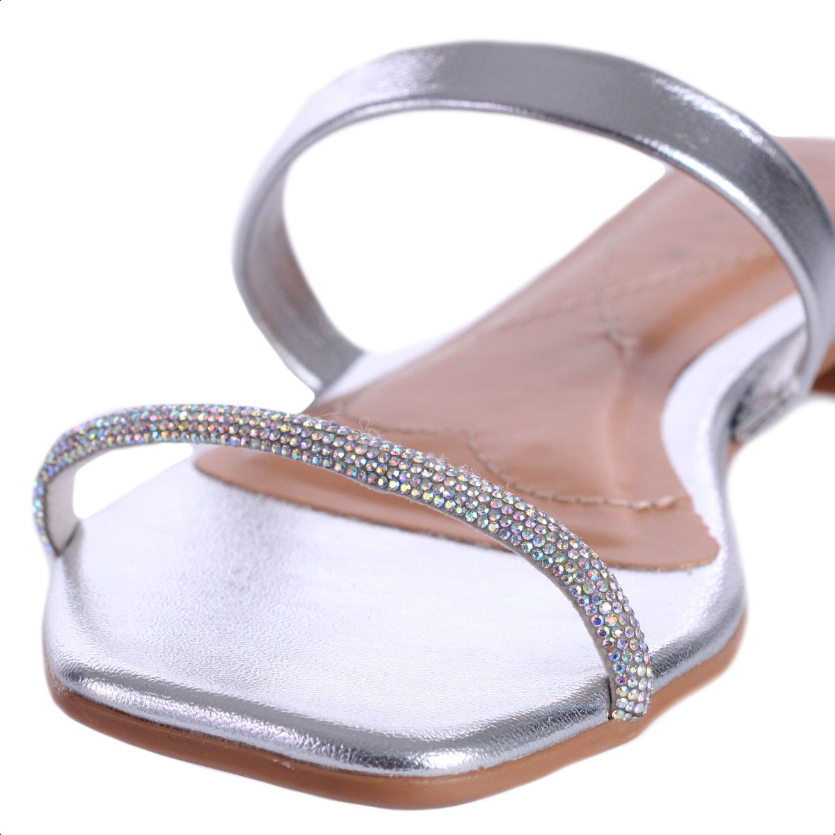 Rasteira Ramarim Tira Strass Prata - Feminina Prata