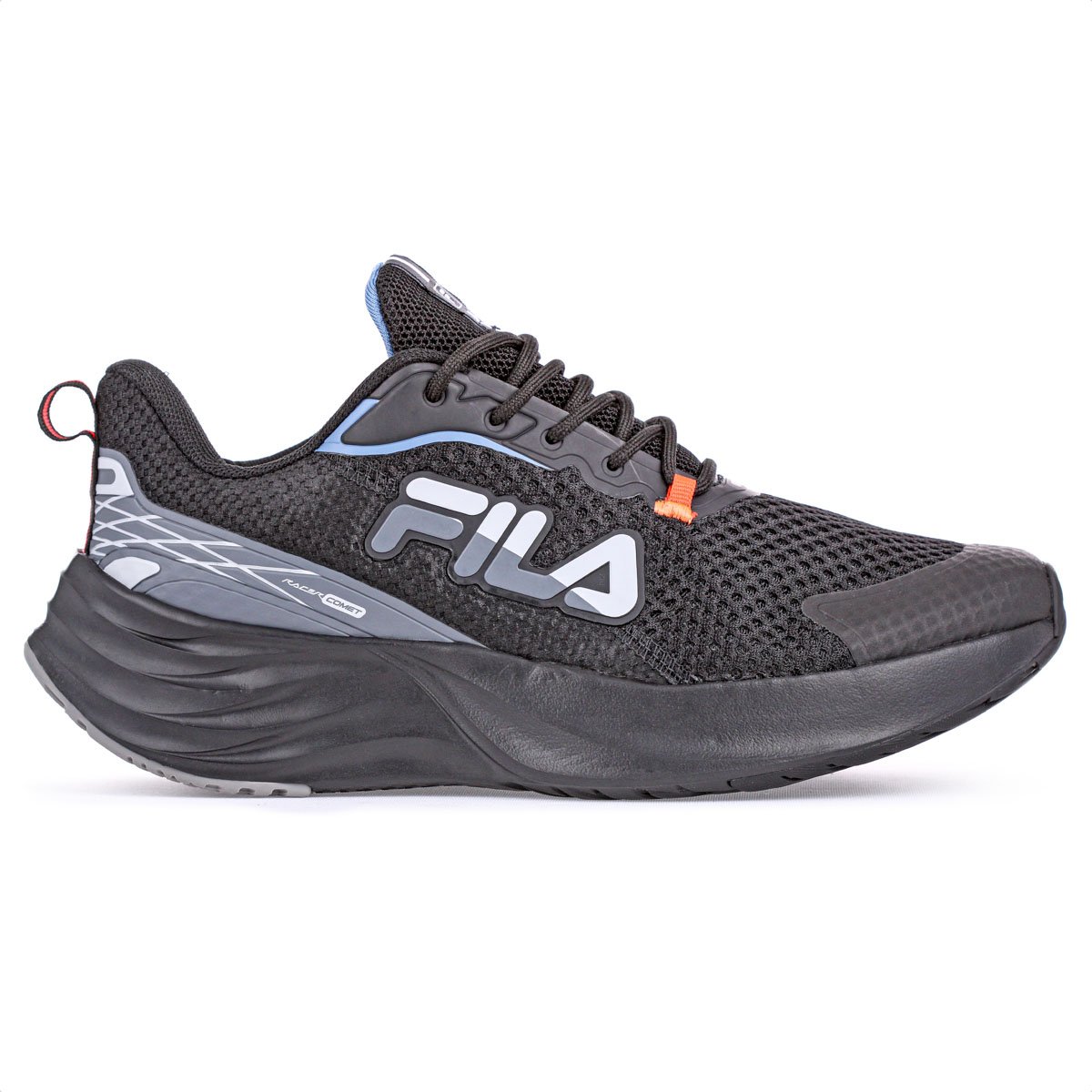 Tenis Fila Racer Comet Preto Azul e Coral - Masculino Preto