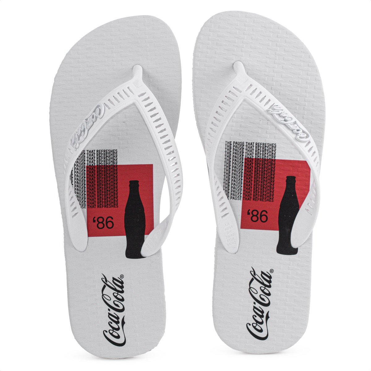 Chinelo Coca Cola Waterford Branco Preto e Vermelho - Masculino Branco