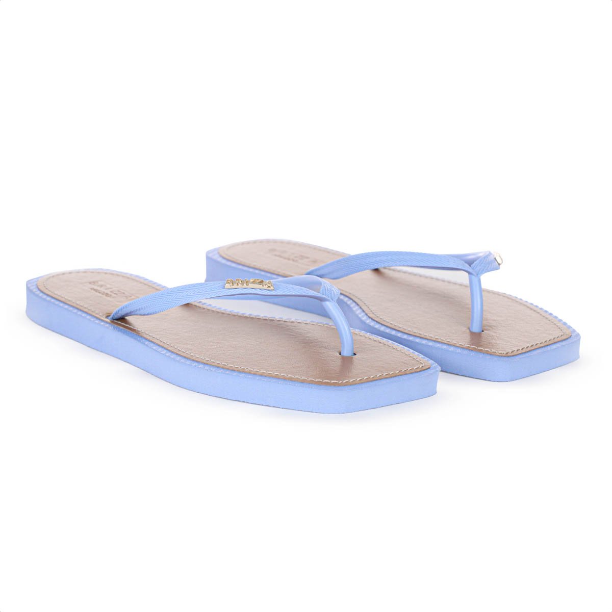 Chinelo Brizza Arezzo Bico Quadrado Azul e Marrom - Feminino Azul
