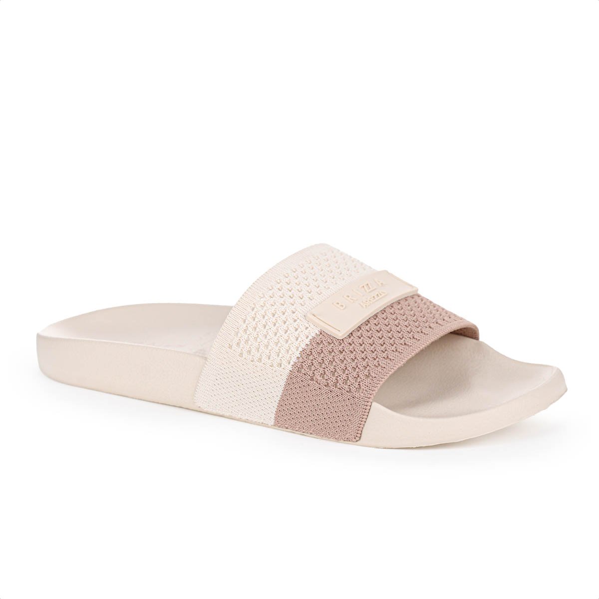 Chinelo Brizza Arezzo Slide Knit Bicolor Off White e Marrom - Feminino Bege