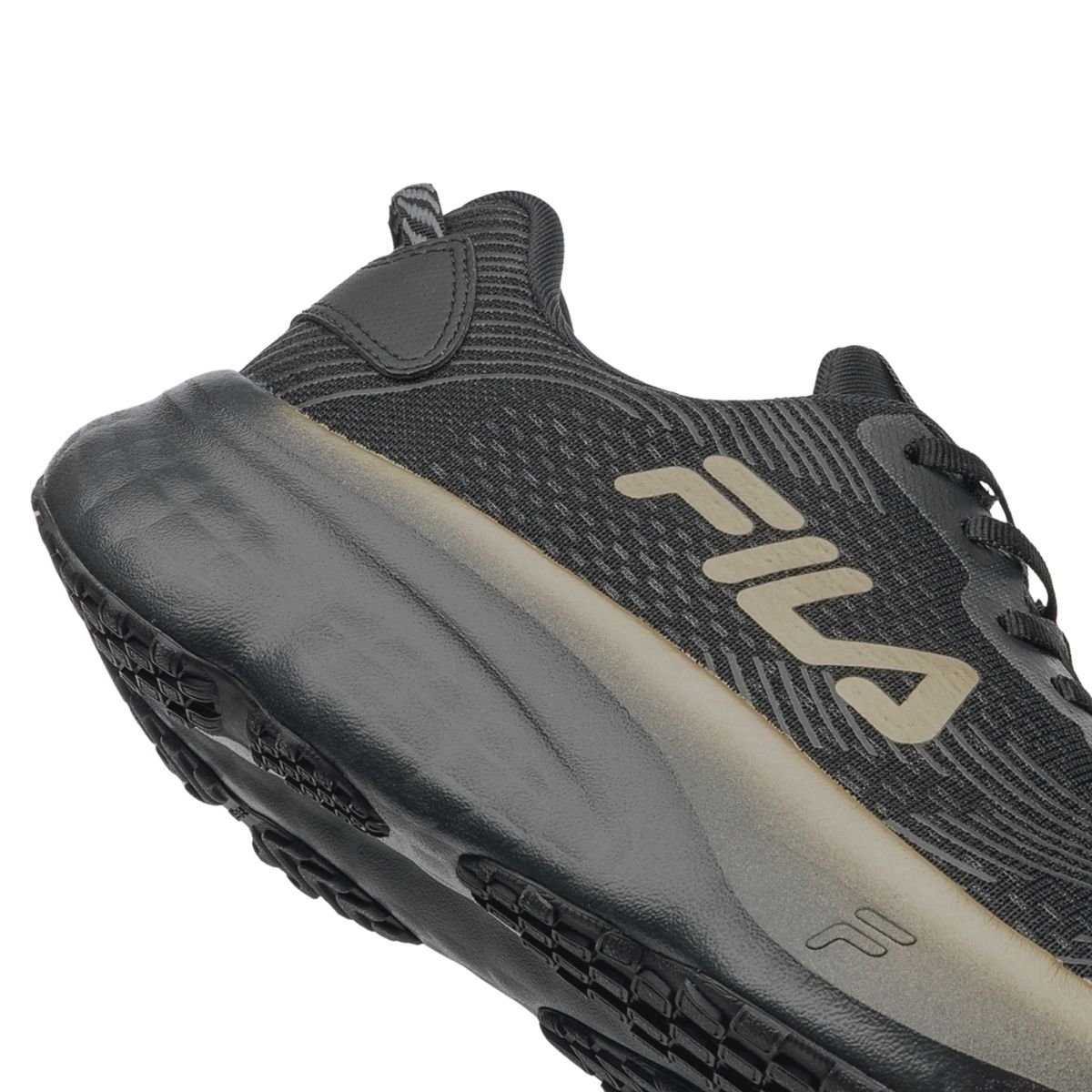 Tênis Esportivo Corrida Masculino Fila Maxximus Preto Dourado Preto