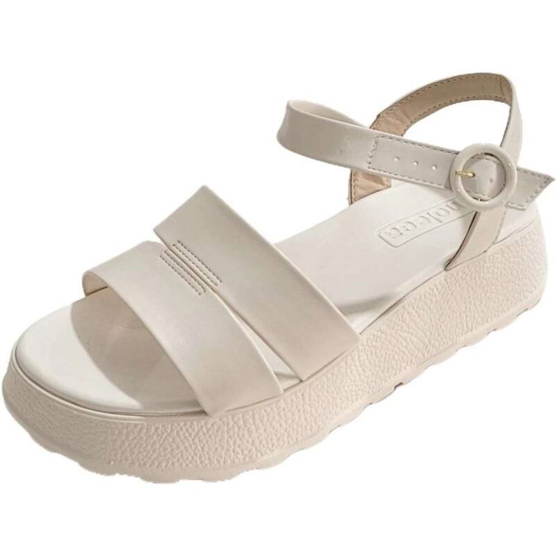 Sandália Moleca Plataforma Flatform - Feminina - Branco off Branco