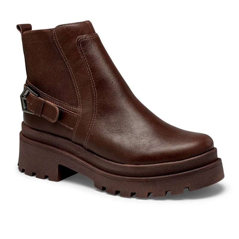 Bota Tanara de Cano Curto em Couro Marrom - Feminina - Marro Marrom