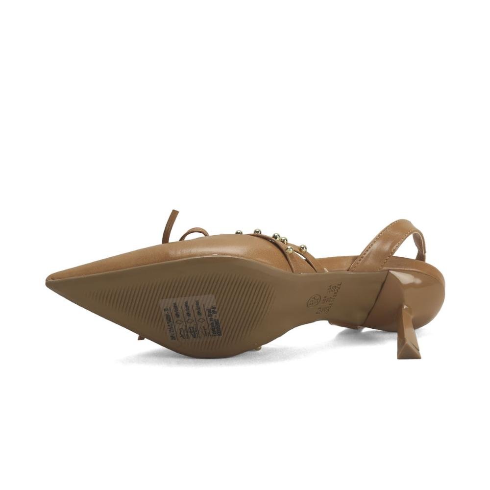 Scarpin Slingback com Aplique de Bolinhas Ana Mello Marrom
