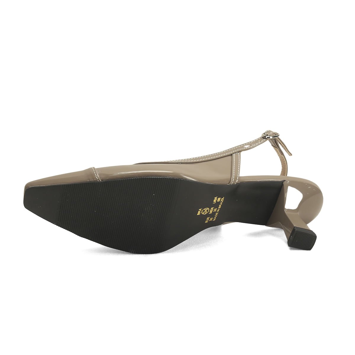 Scarpin Slingback de Verniz Bico Fino Ana Mello Cinza