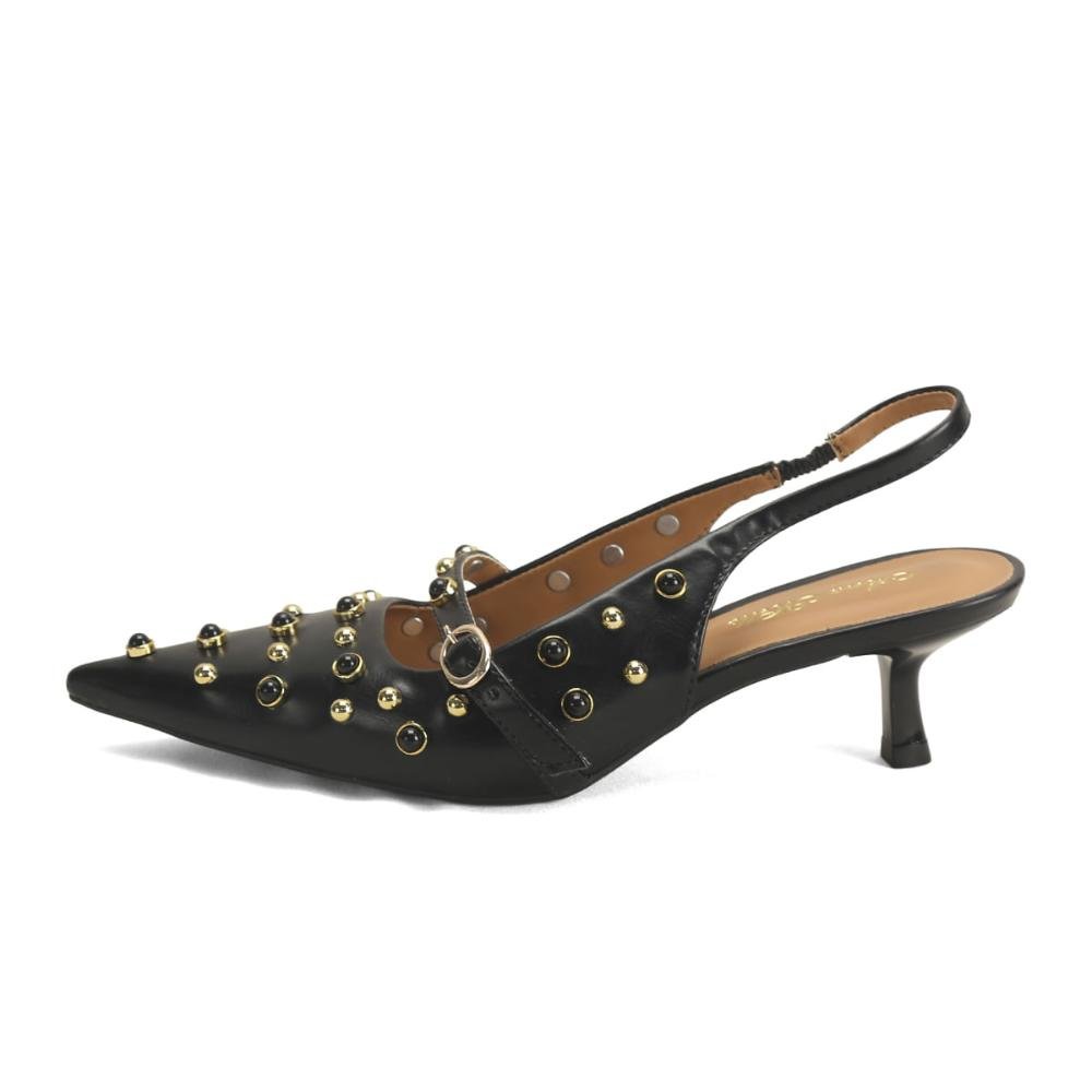 Scarpin Slingback com Apliques Metálicos Ana Mello Preto