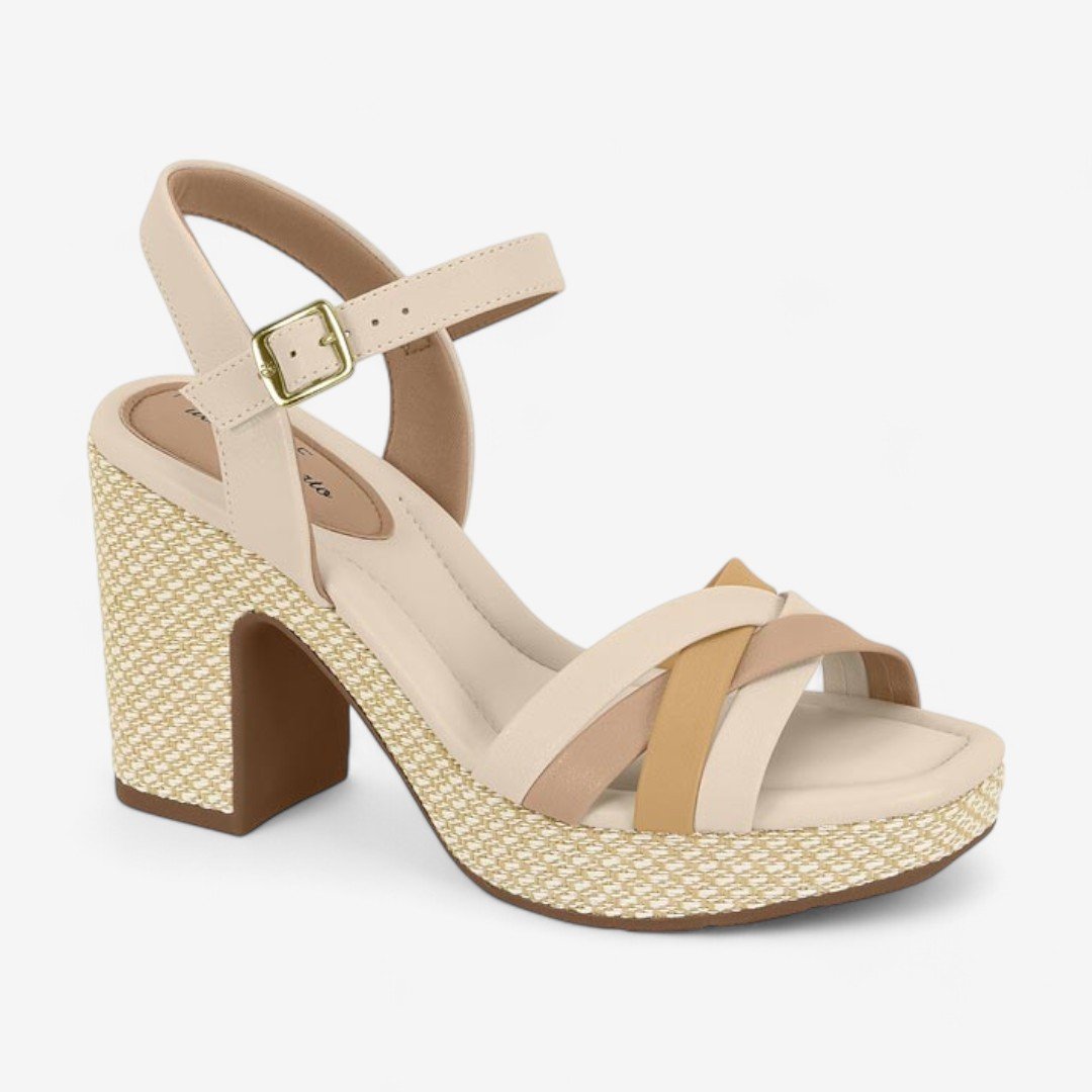Sandália Modare Salto Bloco Feminina Bege