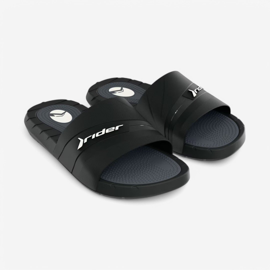 Chinelo Rider Rush Slide Masculino Preto/Cinza