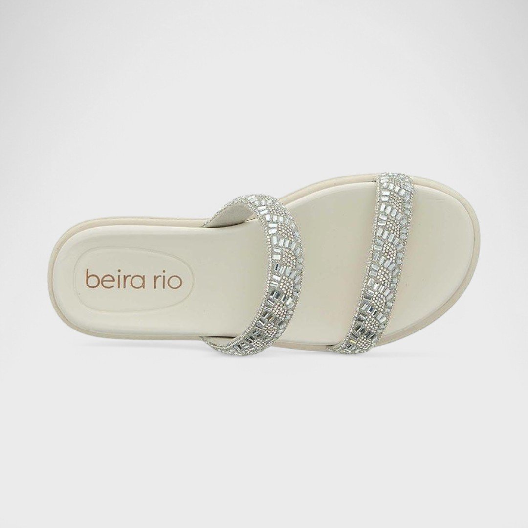Papete Beira Rio Feminina Gelo/Cristal/Champagne