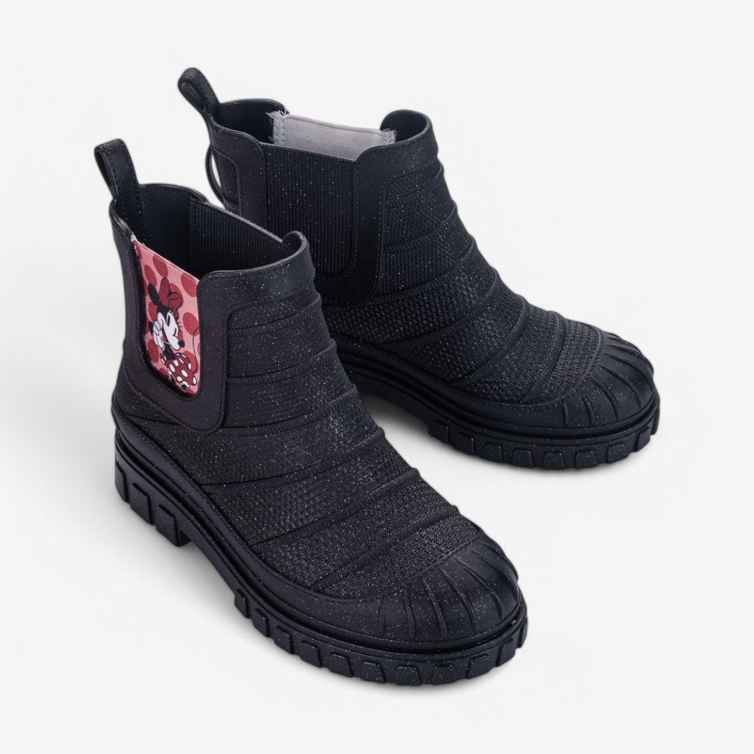 Bota Infantil Disney Collection Grendene Kids Preto Glitter
