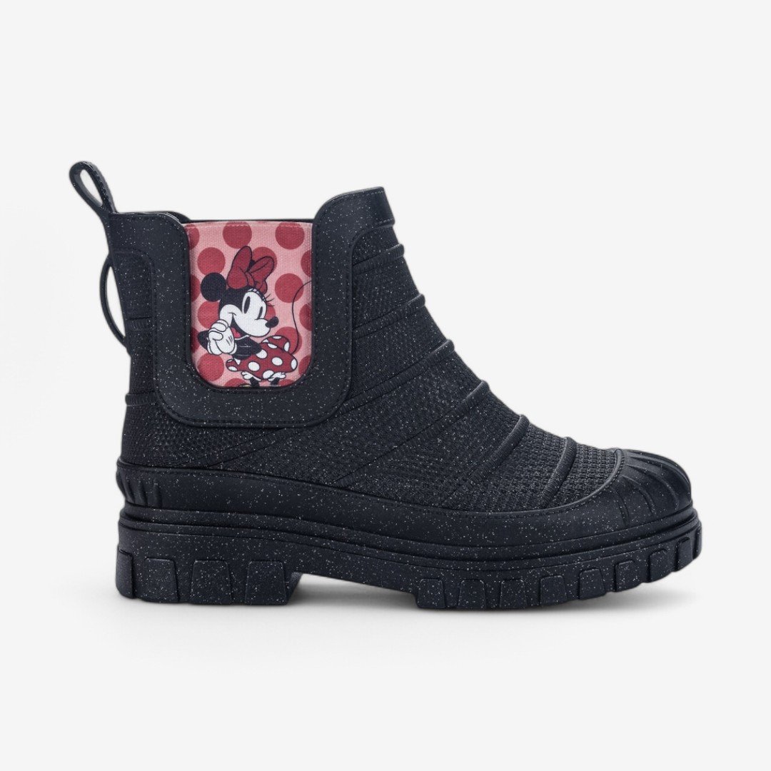 Bota Infantil Disney Collection Grendene Kids Preto Glitter
