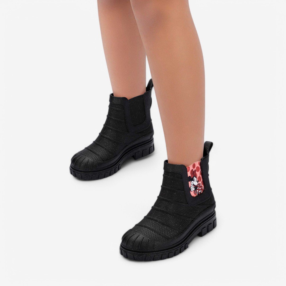 Bota Infantil Disney Collection Grendene Kids Preto Glitter