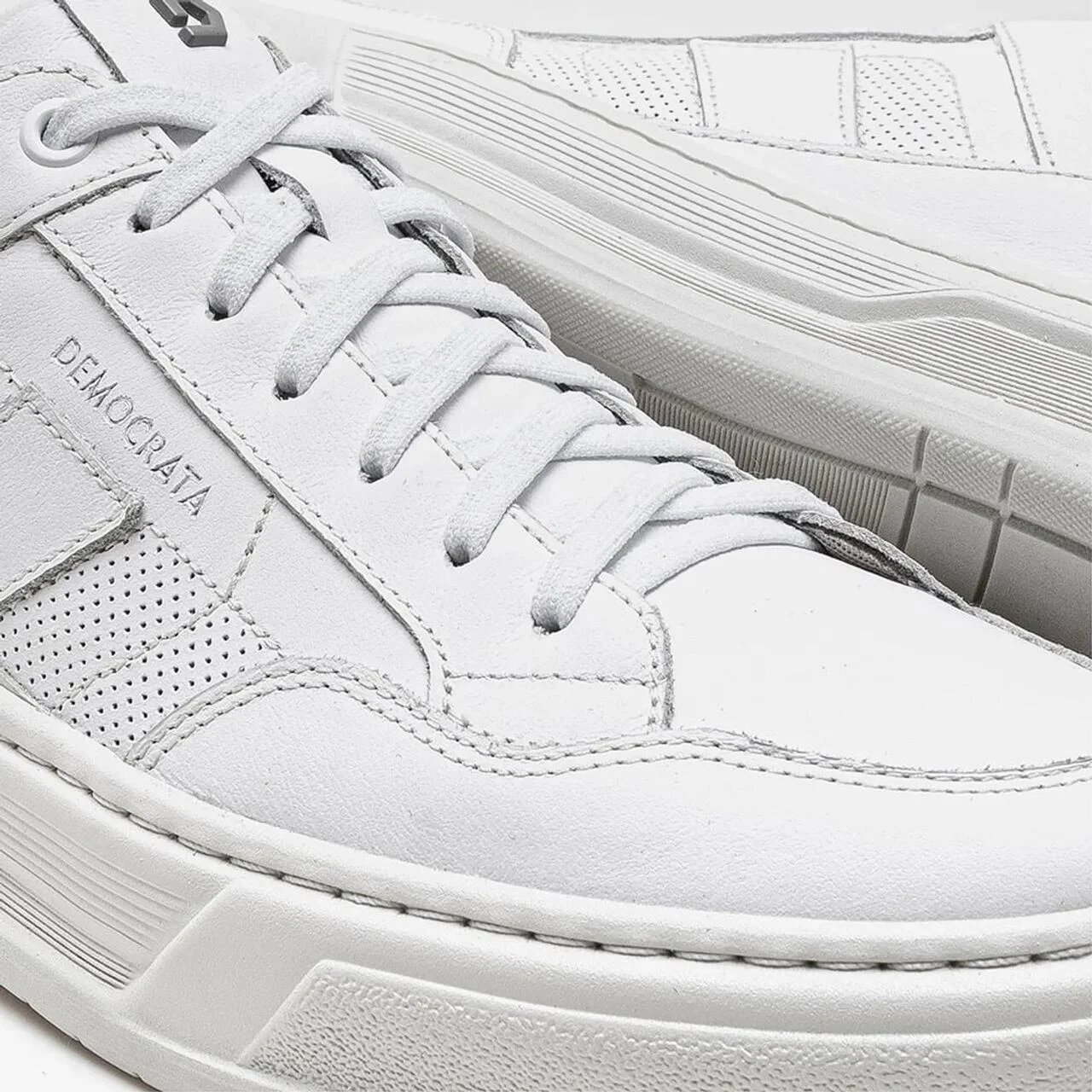Tênis Democrata Denim Wide Couro Branco Branco