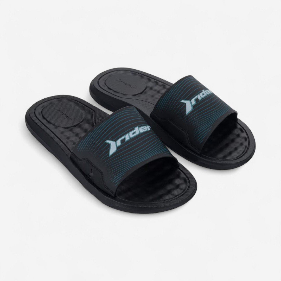 Chinelo Slide Rider Step Masculino Preto Preto/Verde